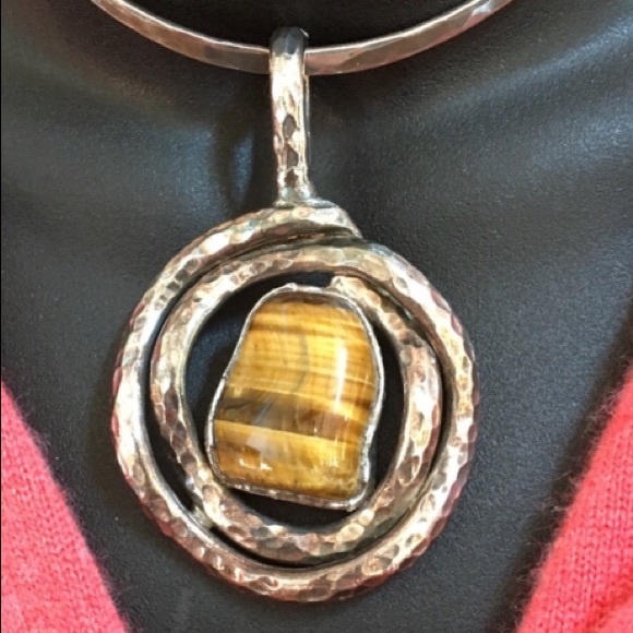 Jewelry | Extra Large Bold Silver Pendant Gemstone Vintage Modern ...